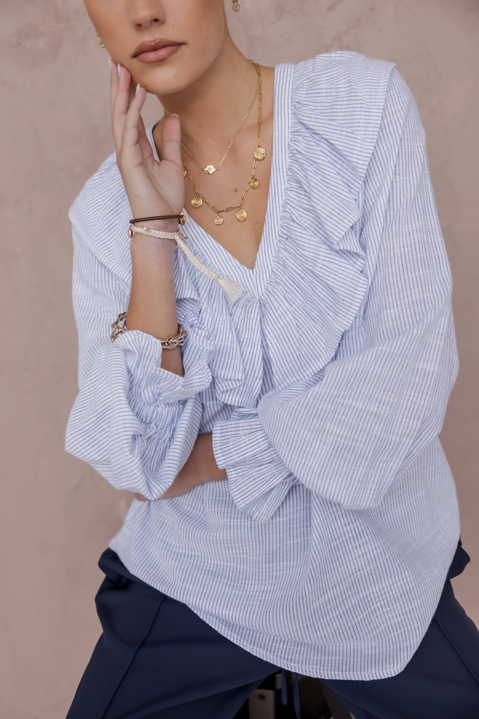 BILLY Blouse Blue Stripe – A L E X A N D R A