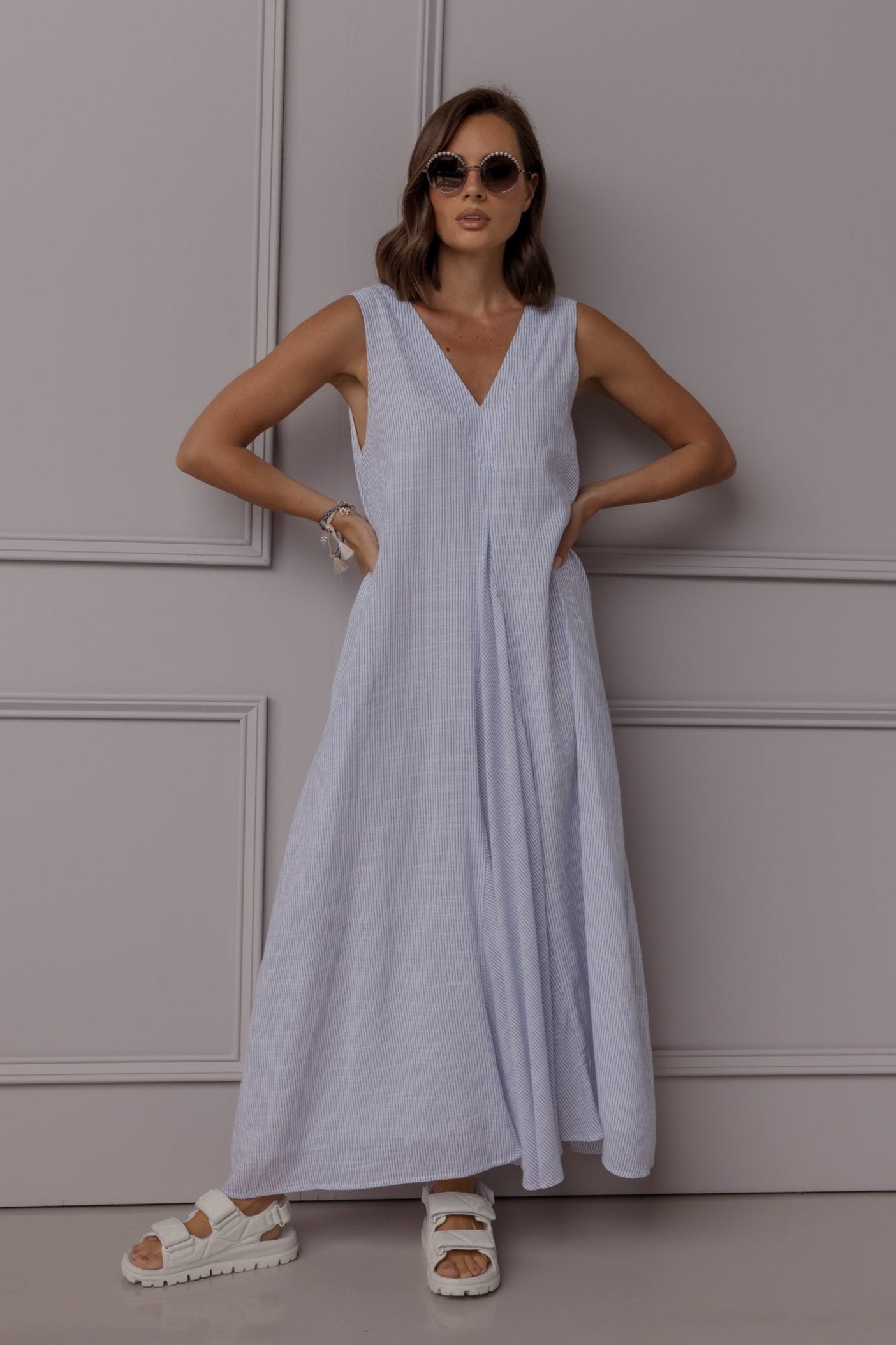SIMI Dress Blue Stripe – A L E X A N D R A