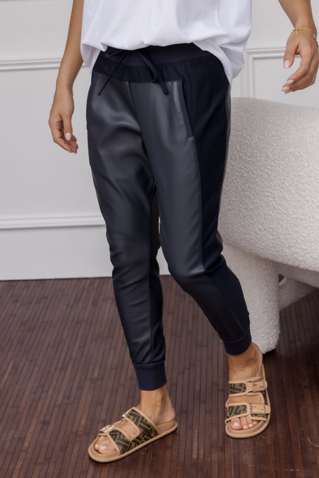 JOEY Pants Vegan Leather Navy – A L E X A N D R A