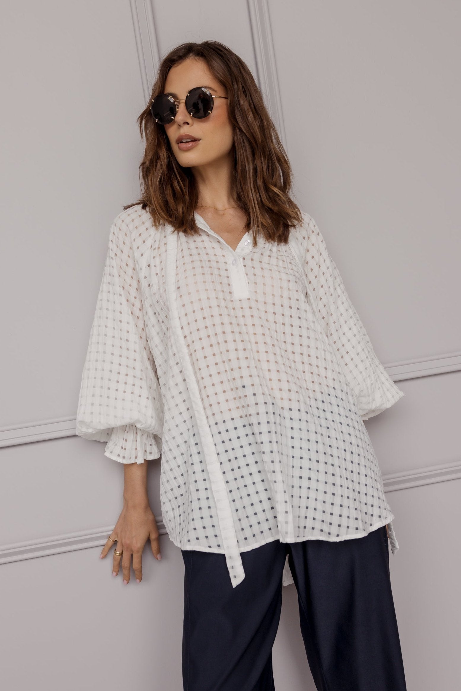DANILL Blouse Chequer White – A L E X A N D R A